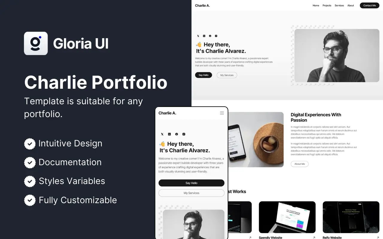 Charlie Portfolio Template | Bubble